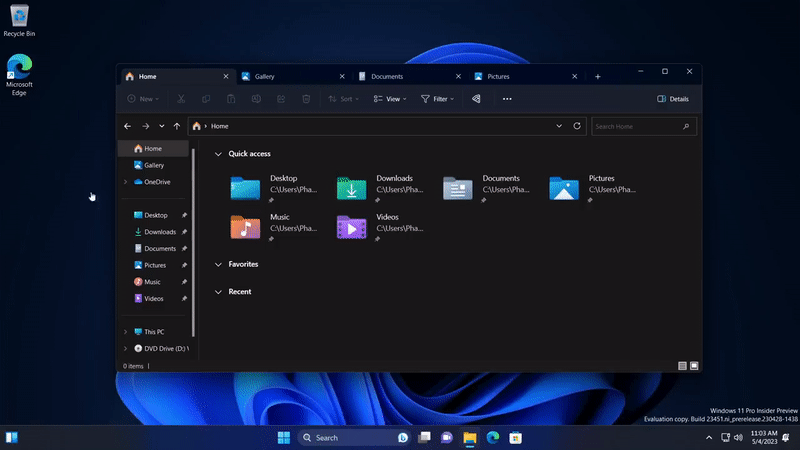 Microsoft тестирует функцию перетаскивания вкладок в «Проводнике